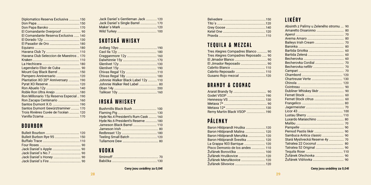 Bar menu // Bar 22 Kutná Hora
